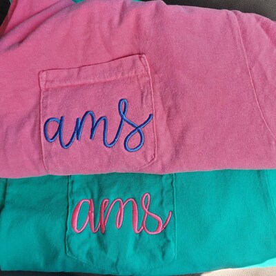 Monogram Comfort Colors Pocket Shirt, Monogrammed Pocket Tee ...