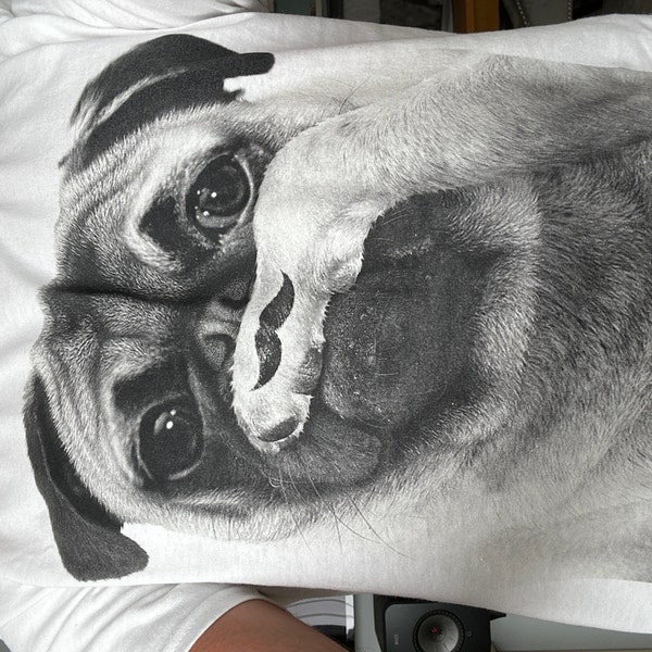 Moustache T-shirt Pug Tshirt 80s Movember Top Funny Mustache Top Animal ...
