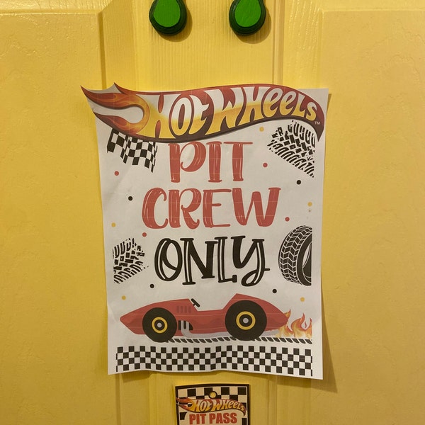 Race Car Pit Crew Only Sign, Printable Racing Birthday Party Sign, Two ...