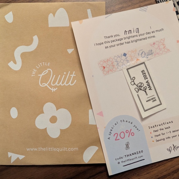 1 Large Beautiful Pre-cut Customizable Cotton Quilt Labels, Quilt Tag ...