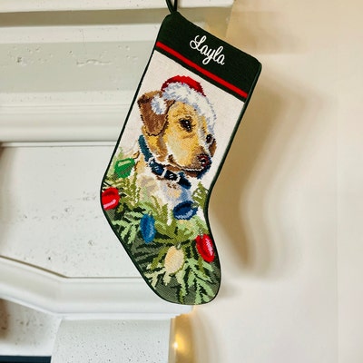 Yellow Lab Dog Stocking Personalized Needlepoint Christmas Stockings ...