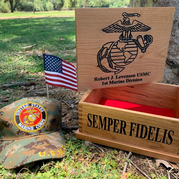Personalized Marine Corps Letter Keepsake Box - Engraved Wood Box ...