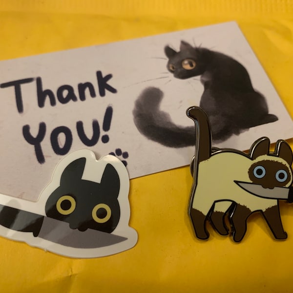 Siamese Knifecat Enamel Pin - Etsy