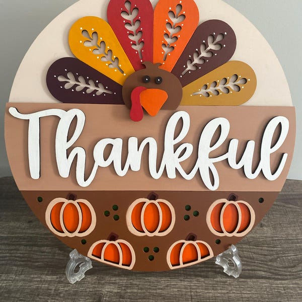 Thankful Turkey DIY Door Hanger Kit – Laser Cut Wood Sign - Etsy