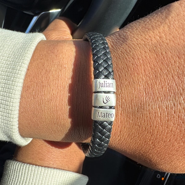 Personalized Men's Bracelet Custom Size, Handmade Leather Jewelry Name ...