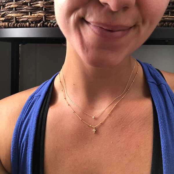 Prong Setting Diamond Necklace / Diamond Solitaire Pendant / Floating ...