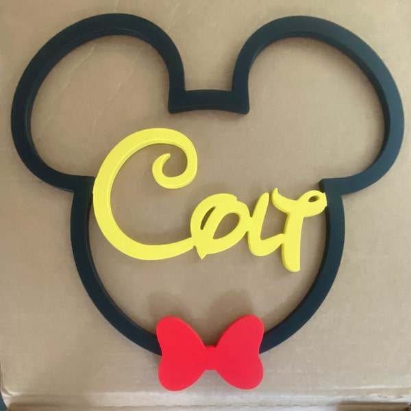Wooden Mickey Mouse, Disney Mickey Mouse With Bow Tie, Wooden Name Sign ...