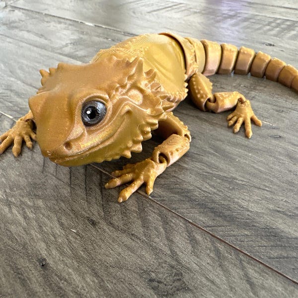 3D Printed Bearded Dragon Toy – Realistic Articulated Flexi Lizard ...