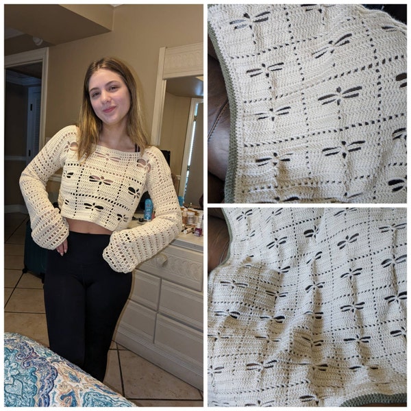 Crochet Dragonfly Sweater PDF Pattern - Etsy