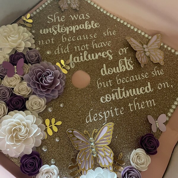 Graduation Cap Decorations | Graduation | Cap | Paper Flowers and ...
