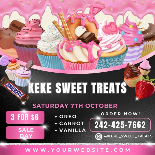 Bakery Flyer, DIY Flyer Template Design, Cake Flyer, Sweet Treats ...