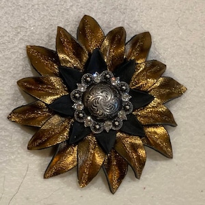 Set of 4 Rose Gold Leather Flower Conchos for Saddle. Rose - Etsy