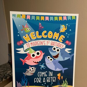 Shark Welcome Board / Shark Baby Birthday Welcome Sign / Banner ...