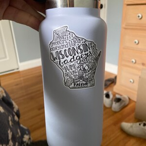 Wisconsin Typography Vinyl Sticker WATERPROOF Laptop, Water Bottle, Car ...