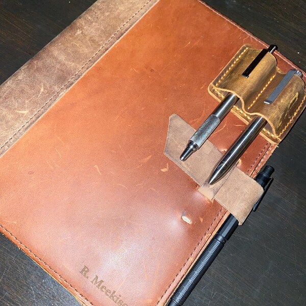 Personalized Leather Pen Pencil Holder for Notebook Journal , Notebook ...