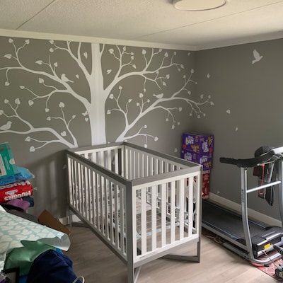 Large Tree Decal Huge White Tree Wall Decal Stickers Corner Wall Decals ...