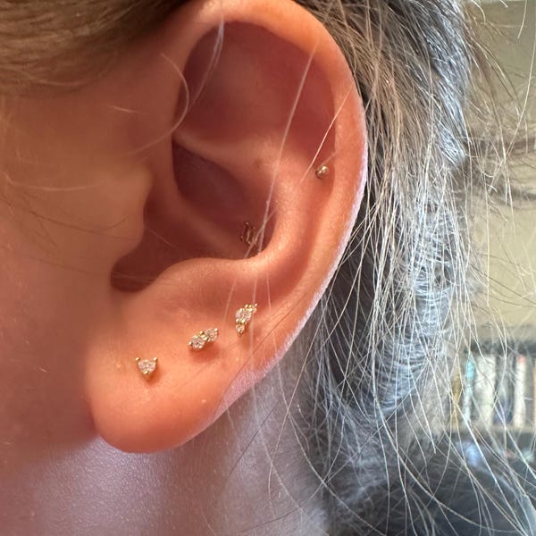 Diamond Cluster Earring Set by Caitlynminimalist • Set of 3: Flat Back ...