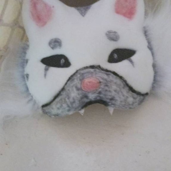 Therian Cat Mask Felted Mask With Eye Mesh Mountain Cat Mask Plain ...