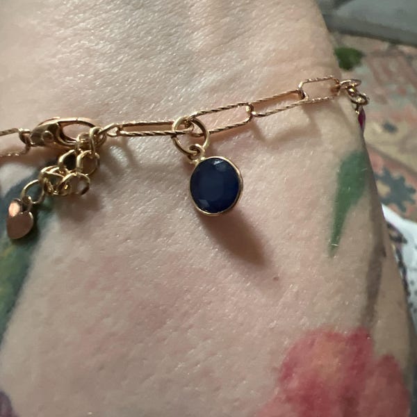 Blue Sapphire/18k Solid Gold Charm/dainty Handmade Charm Pendant ...