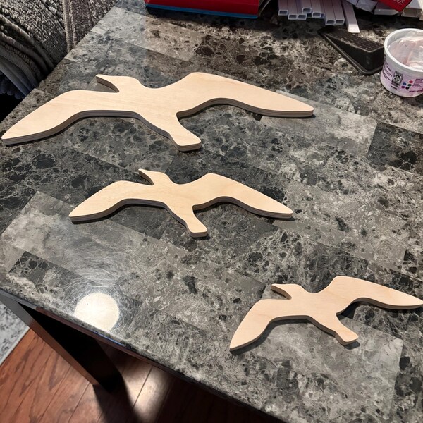 Set of 3 Wooden Seagull Wall Art – Coastal Nautical Decor for Beach ...