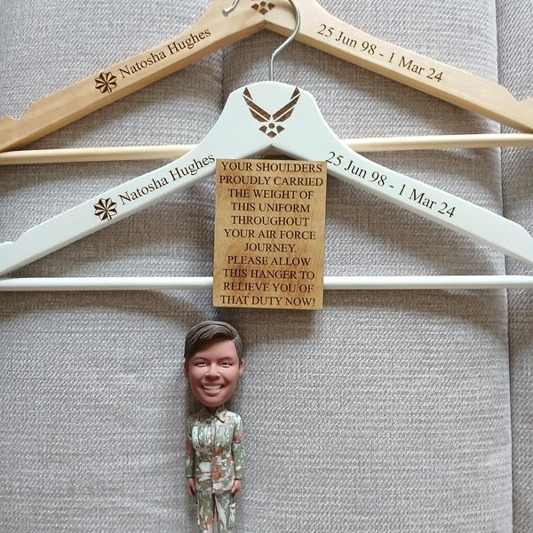 Personalized Air Force Retirement Hangers: Veteran Made Gift (two Pack ...