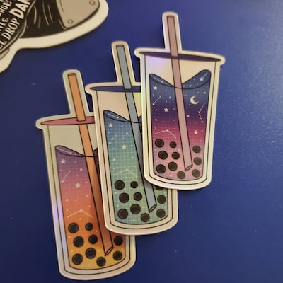 Boba Tea Sticker, Boba Sticker, Holographic Stickers, Boba Sticker Pack ...