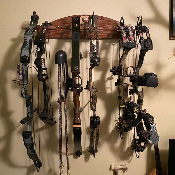 Compound Bow Recurve 6-place Solid Oak Wall Display Rack - Etsy