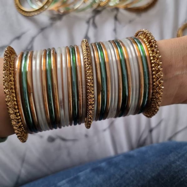 12 Pieces Multi Color Indian Costume Wedding Style Plain Glass Bangles ...