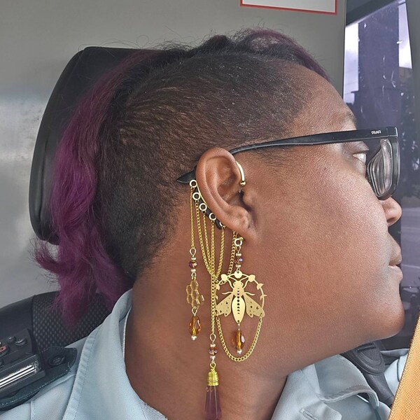 Luna Raven Ear Cuff With Purple Quartz Crystal, Bird Skull Ear Cuff ...