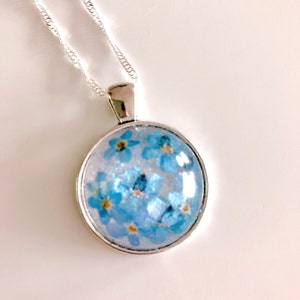 Real Forget Me Not Locket Blue Forget Me Not Necklace Locket - Etsy