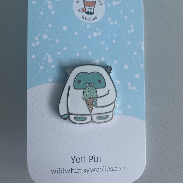 Yeti Enamel Pin. Yeti Eating Ice Cream. Yeti Gift. Christmas Pin ...