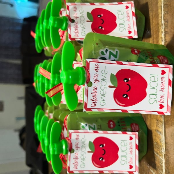 Editable Applesauce Pouch Valentine's Day Tag, Printable Valentine ...