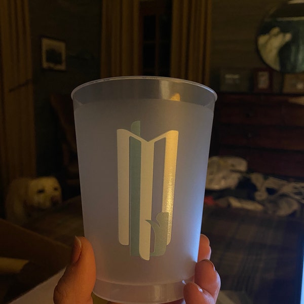Full Color Frost-flex Cups, Wedding Crest Frosted Plastic Cups, Custom ...