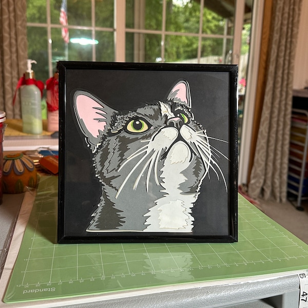 Gray Cat 3D Layered SVG for Cardstock, Multilayer Papercut, Shadow Box ...