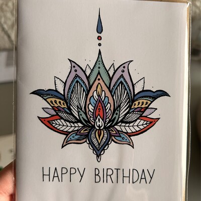 Namaste Card, Yoga Card, Happy Birthday Card, Zen Greeting Card, Lotus ...