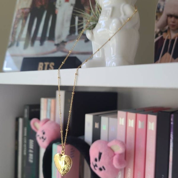 BTS Heart Locket Necklace - Luxury Jewelry - Photo Locket - Shine ...