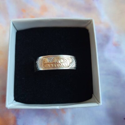 Canadian First Nations, Hand Carved Sterling Silver 1 Orca Cuff ...
