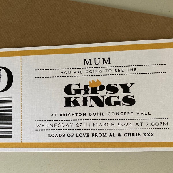 Personalised Event Ticket: Concert, Show, Theatre, Move, Trip Surprise ...