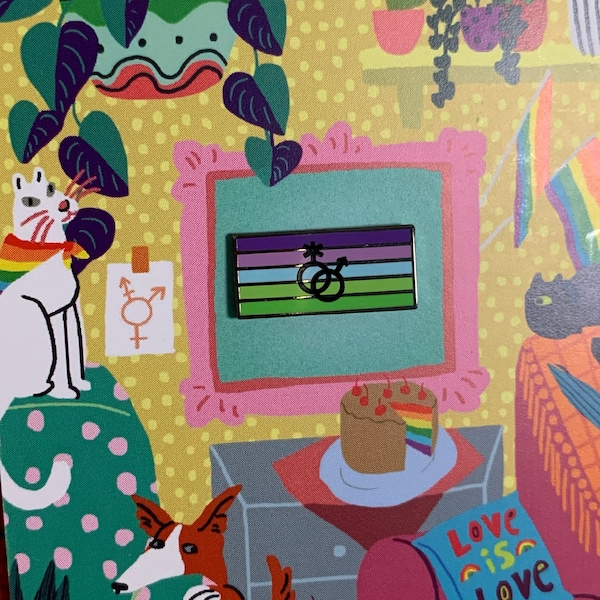 Toric Flag Pin — Quadrisian Pride Enamel Badge NBLM Nonbinary Enby ...