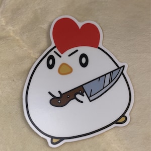 Chicken With a Knife Sticker - Etsy