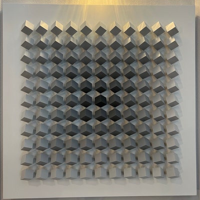 Modern Wall Art Sculpture Block Art Geometric Minimalist Grid Pattern ...