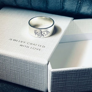 Children Artwork Ring Personalized Kid Drawing Ring in Sterling Silver ...