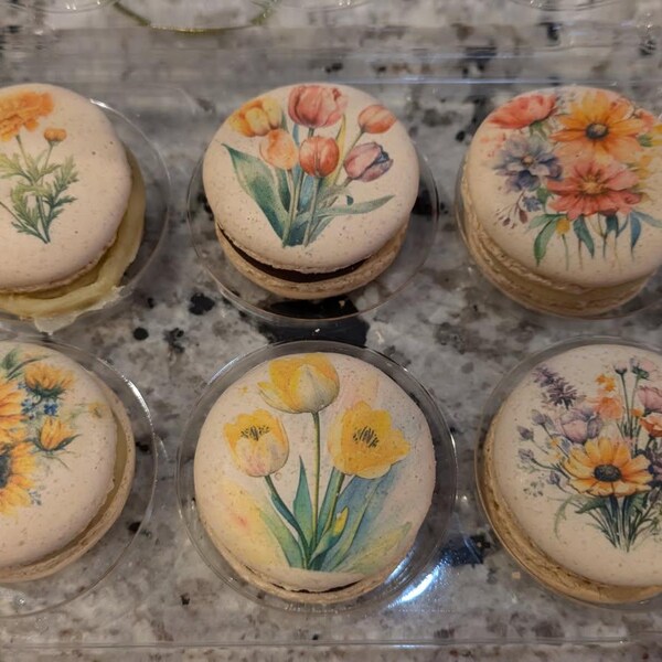 French Macarons Spring Flowers - Choose Your Flavors - Spring, Lavender ...