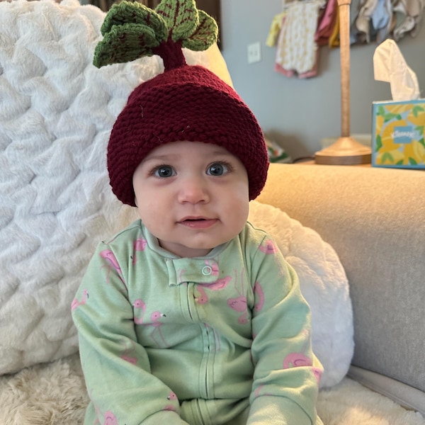 Beet Root Hat, Vegetable Knit Hat, Beet Root Hat, Veggies Knitted Hat ...