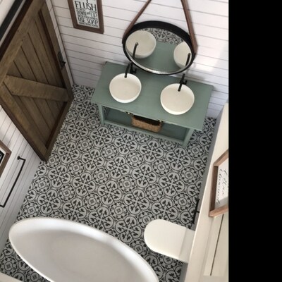 1/12 Cement Tile Effect Dollhouse Miniature Printable Download 8.5 X 11 ...