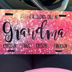 Grandma Personalized License Plate, Name Car Tag, Vehicle Tag, Custom ...