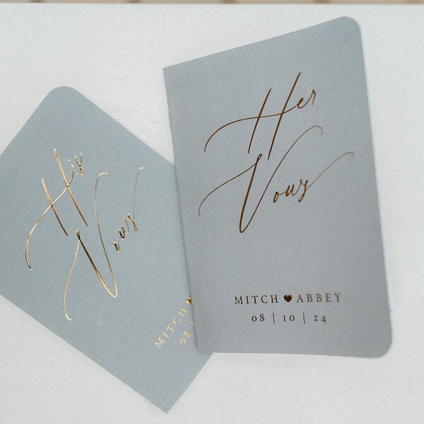 Boho Wedding Vow Books, Personalized Vow Booklets, Real Gold Foil ...