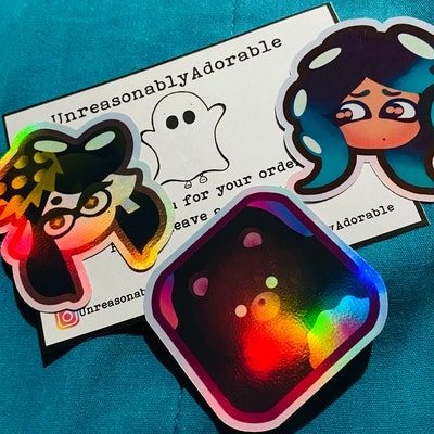 Splatoon Inspired Fan-art Badge Stickers HOLOGRAPHIC idols - Etsy