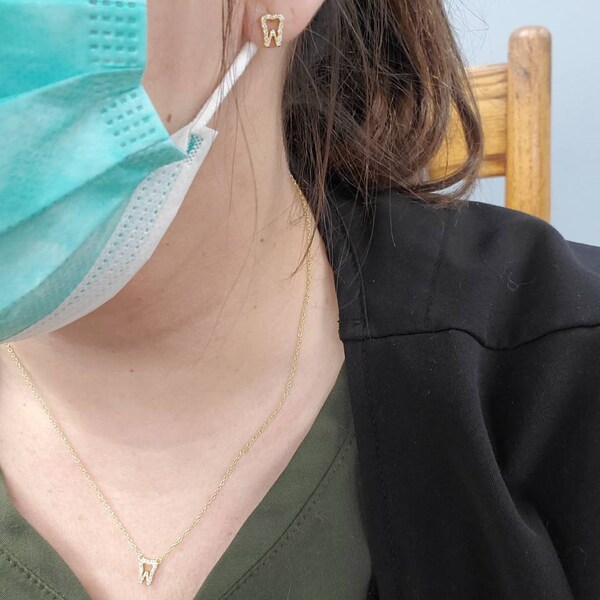 Dainty Tiny Tooth Necklace - Dental Gift for Her - .925 Sterling Silver ...