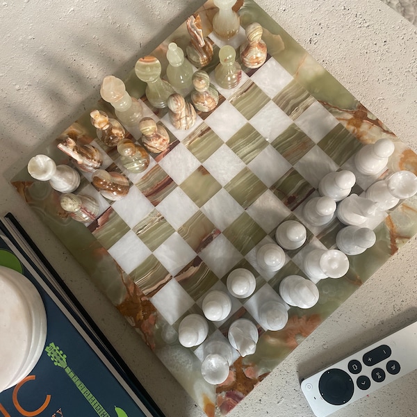 Chess Set Handmade Green Onyx Marble Chess Set Best Selling Chess Set ...